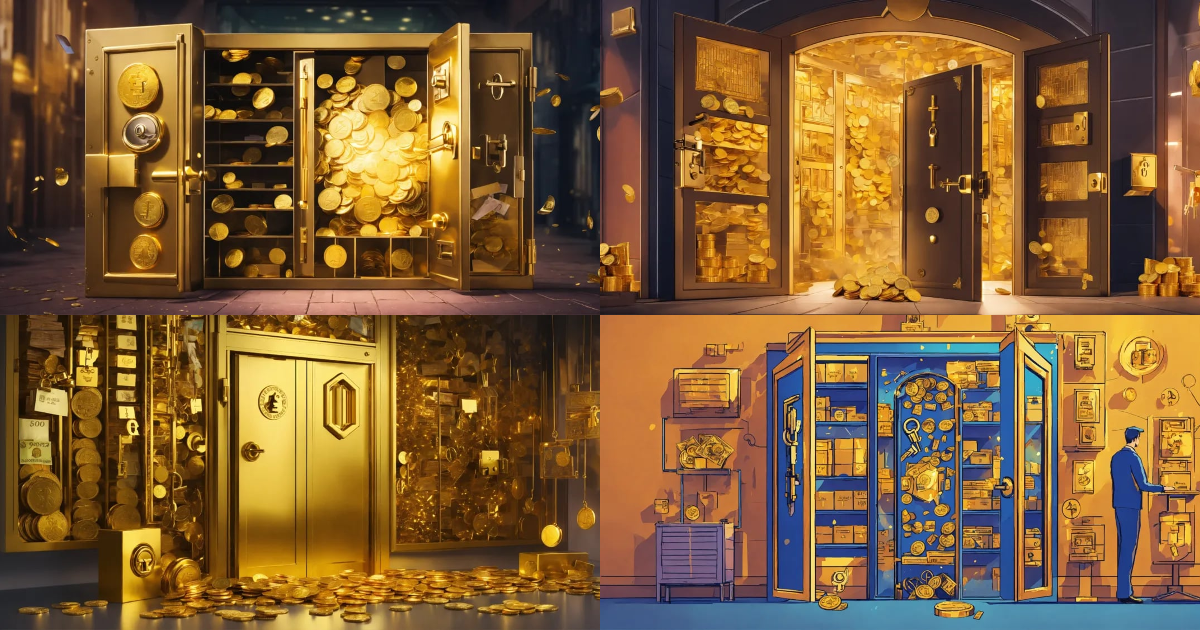 Lexica - An image of a key unlocking a vault filled with gold coins ...
