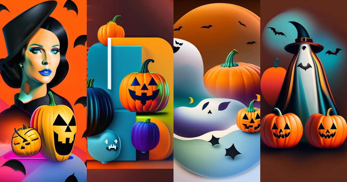 Lexica - Halloween motif with the pumpkin and ghost ,andy Warhol style