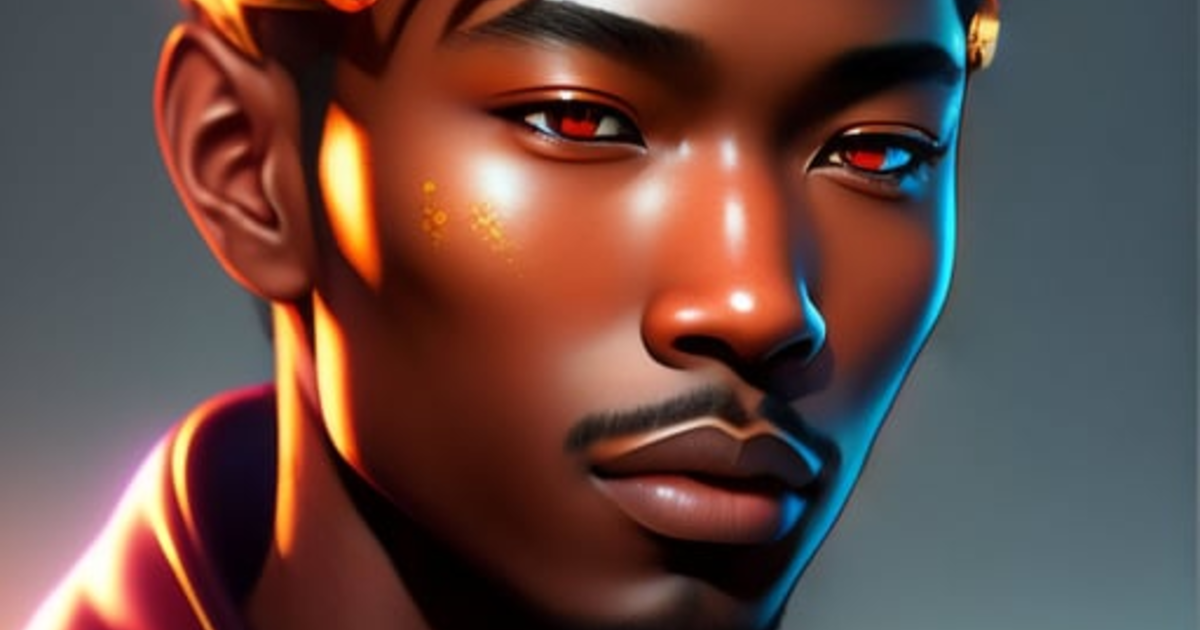 Lexica - Portrait of a dark-skinned male god with glowing golden eyes ...