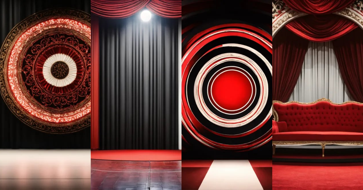 Lexica - Symmetric elegant italian black red white light stage backdrop