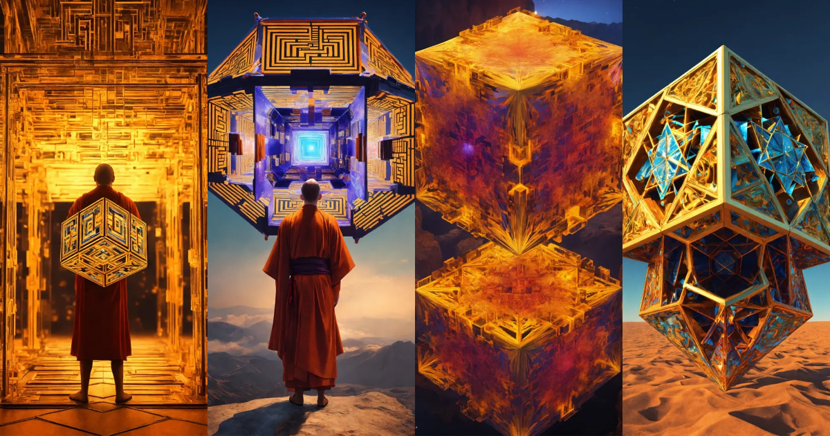 Lexica - Taoist monk tesseract body fractal three point perspective ...