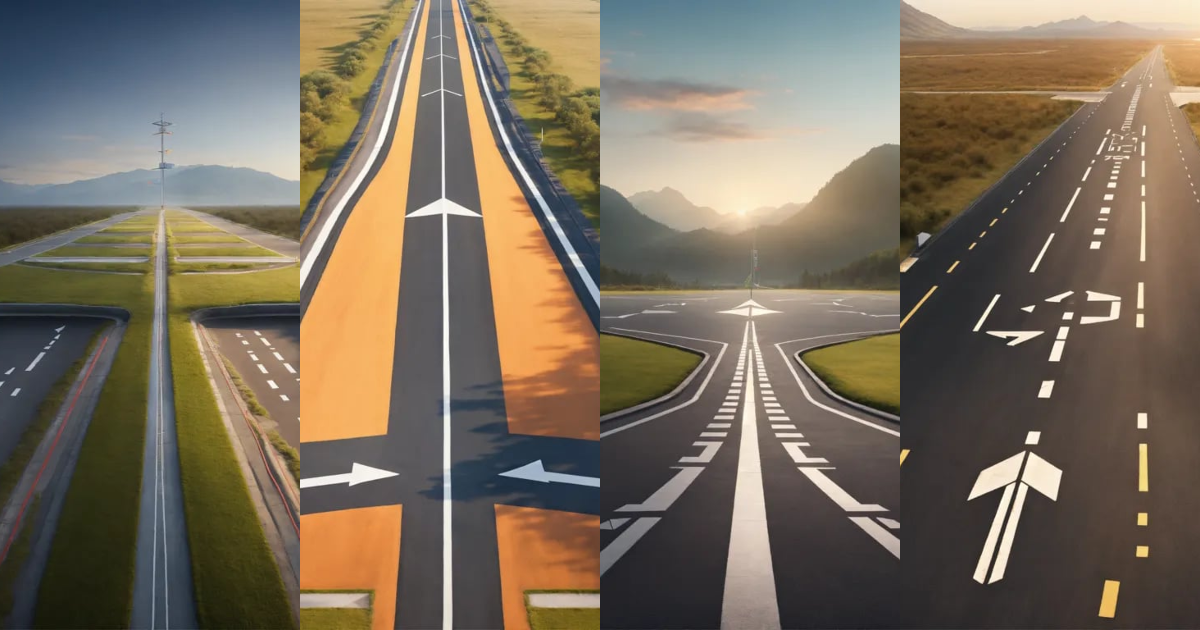 Lexica - Runway in the shape of an arrow, the runway goes up, asphalt ...