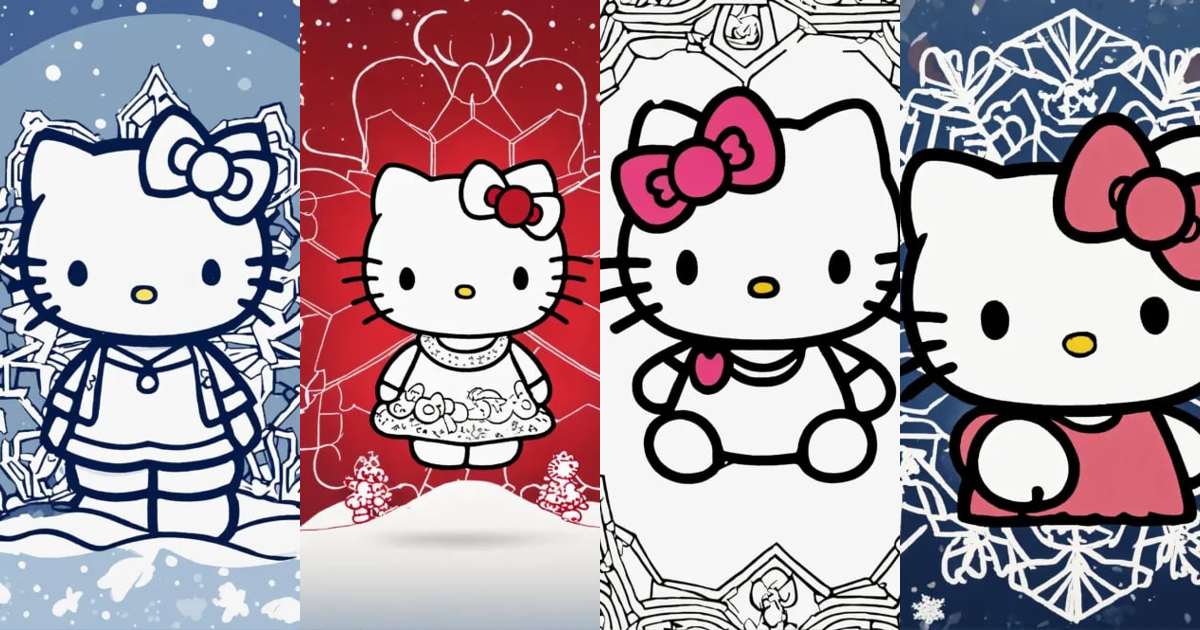 Lexica - Single line art of hello kitty inside a snowflake