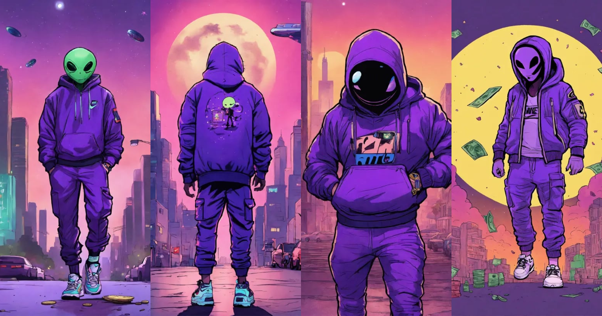 Lexica - Criminal, alien face, jogging pants, nike airmax plus, pistol ...