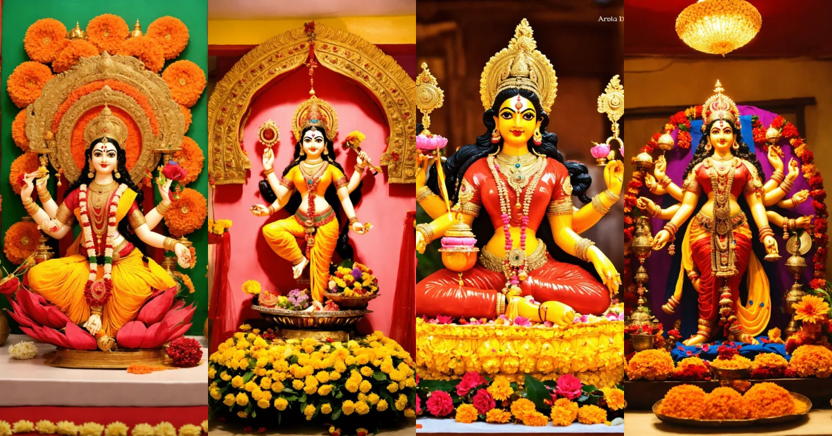 Lexica - Capture the decoration and arrangement of the Durga Devi idol ...
