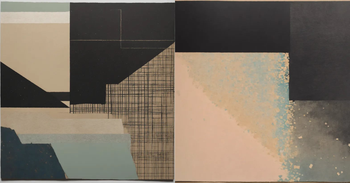 Lexica - Fragments, riso design, texture, pastels black cream, forgetting