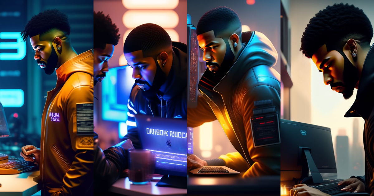 Lexica - “real drake hacking a computer, very epic, illustration, cyber ...