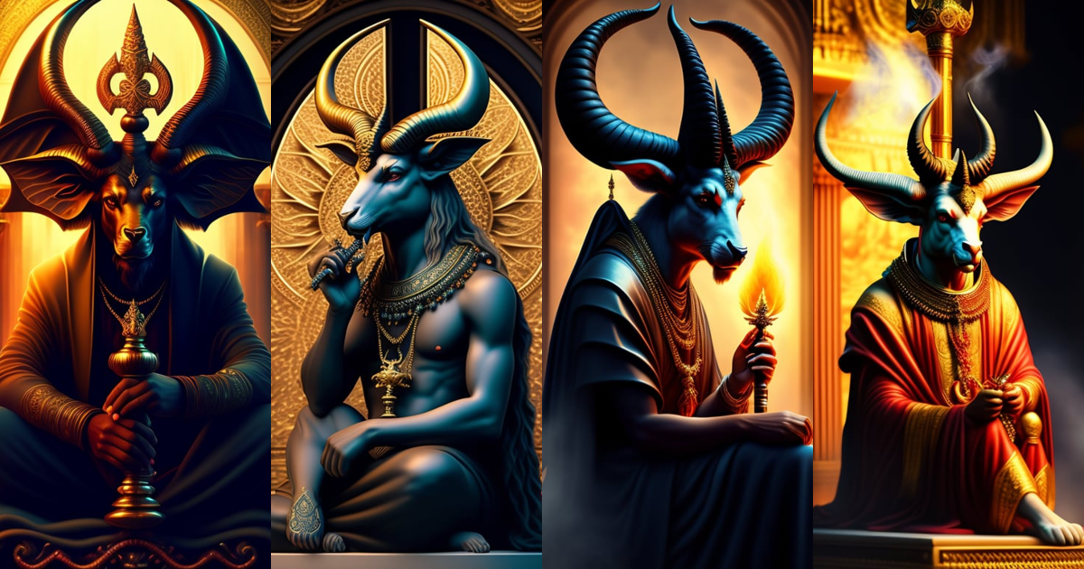 Lexica - Portrait of the satanic devil baphomet smoking a big joint of ...