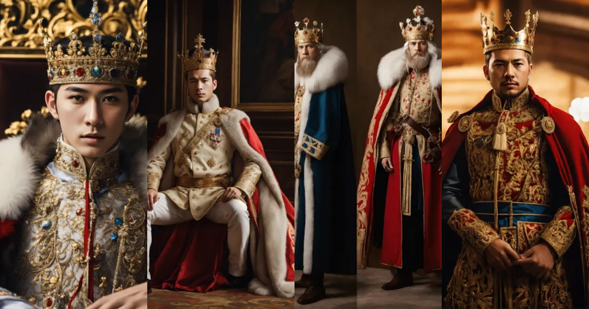 Lexica - Take photos of different king in reference style,White skin ...