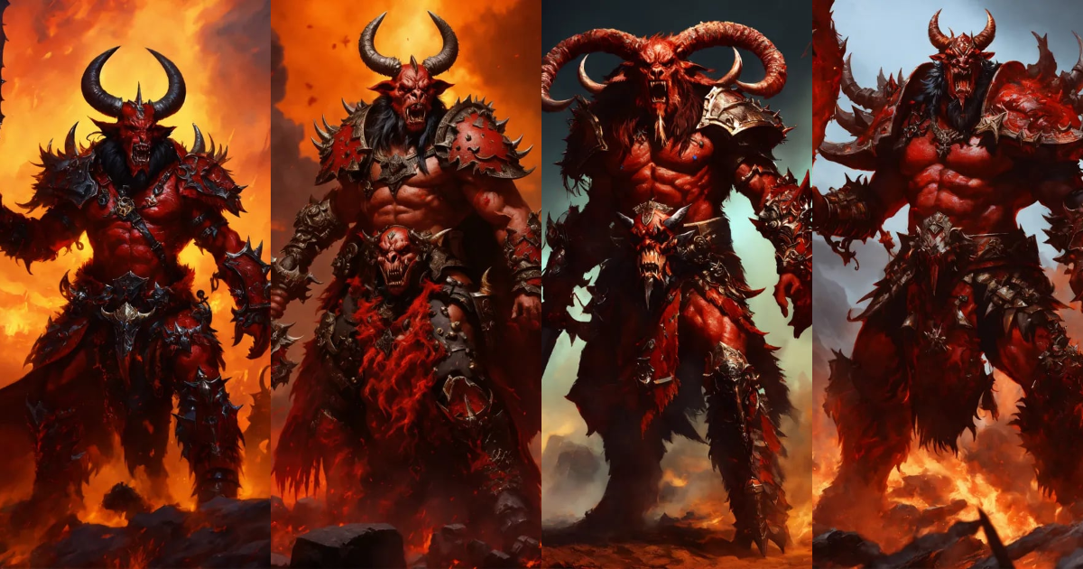 Lexica - A beastmen bestigor of khorne, warhammer fantasy chaos art, 4k