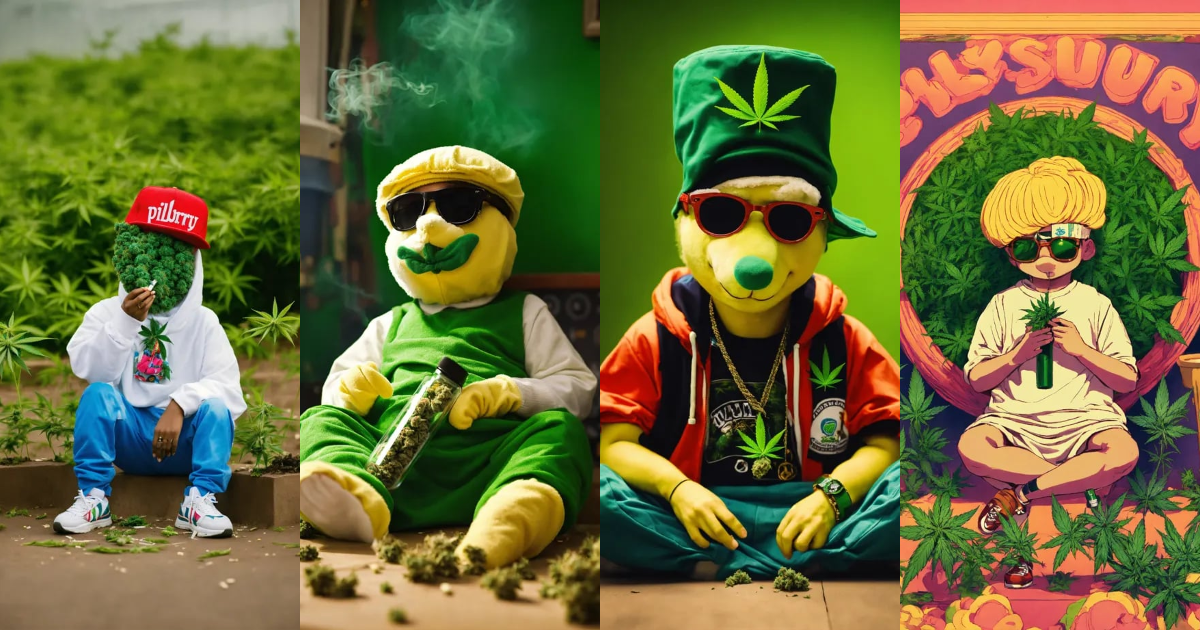 Lexica - Pillsburry dough boy dressed like a rapper smoking weed with ...