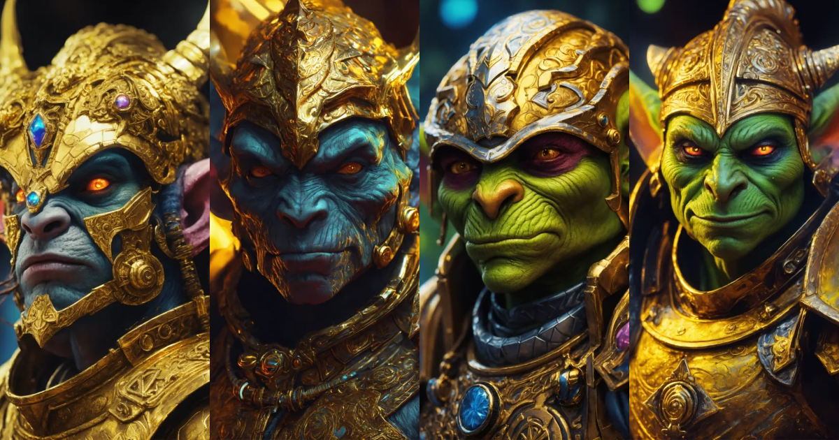 Lexica - A colorful portrait of a goblin, A FIERCE goblin IN FULL ...