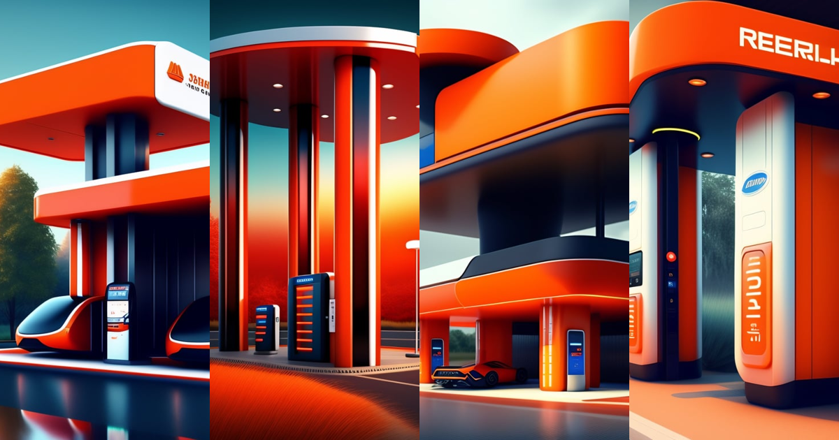 Lexica - Futuristic service station renewable low carbon fuels orange ...
