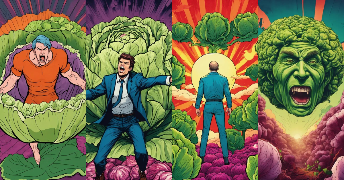 Lexica - An aggressive man get into the cabbage. comics, psychedelic ...