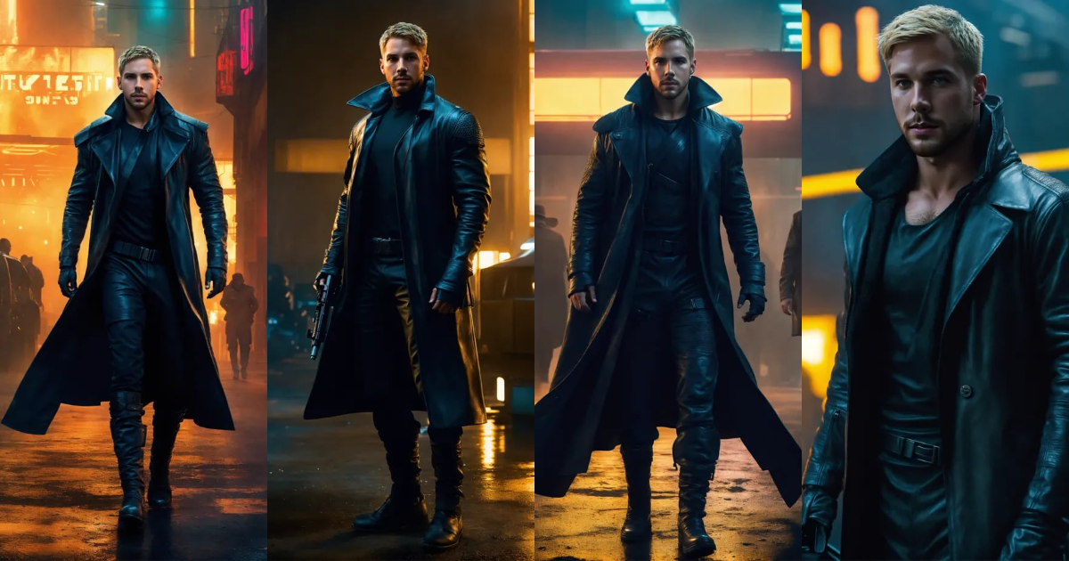 Lexica - Full body, stubble faced blonde haired white man, futuristic ...