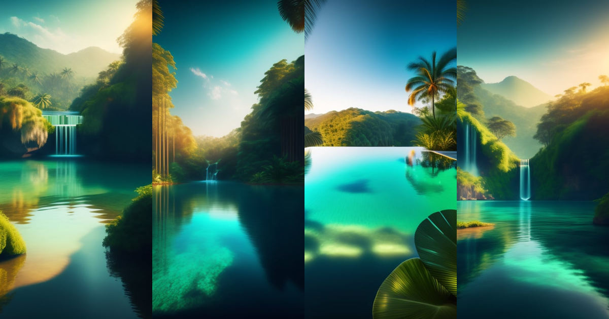 Lexica - Infinity pool with a tropical forest in the background, high ...