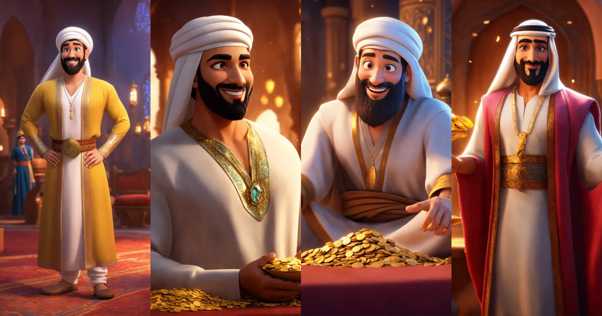 Lexica - Create a 3D rendering of a wealthy Arab male sheikh from Dubai ...