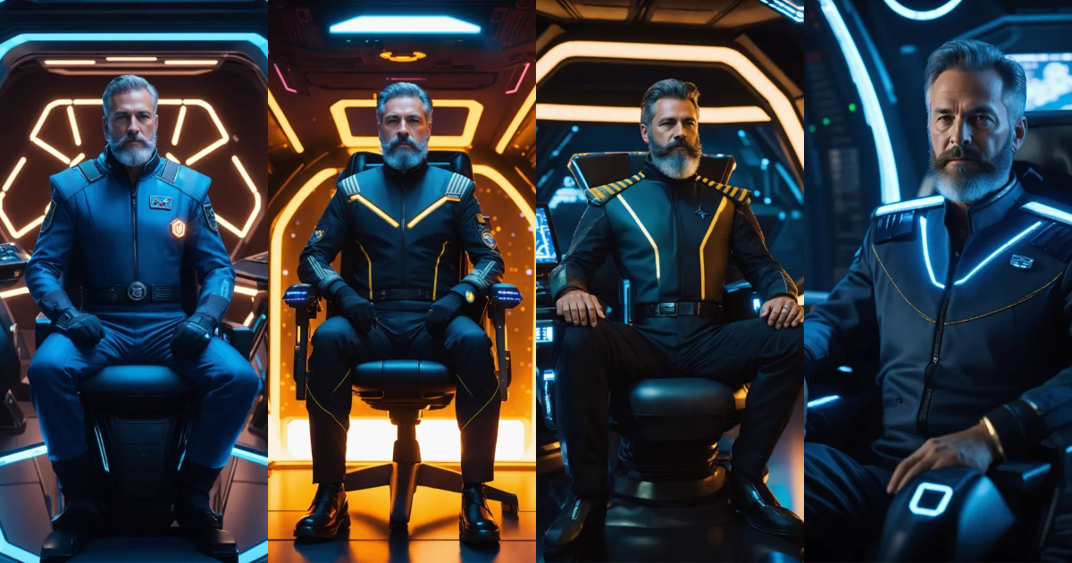 Lexica - 50 year old masculine star commander wearing a sleek uniform ...
