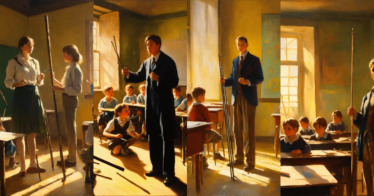 Lexica - English teacher is standing with rods in front of the class ...