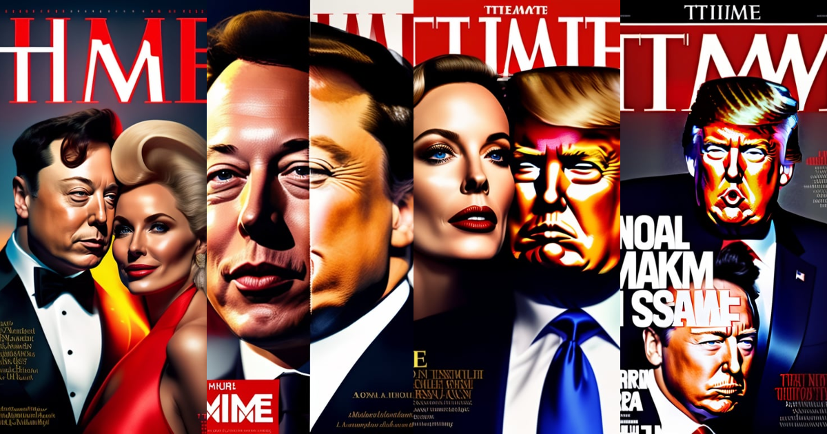 Lexica - Elon Musk french kissing Donald Trump on the lips , cover of ...