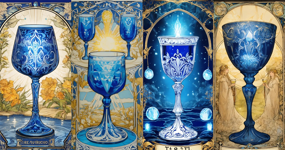 Lexica - Art Nouveau tarot card blue and white glowing ten crystal ...
