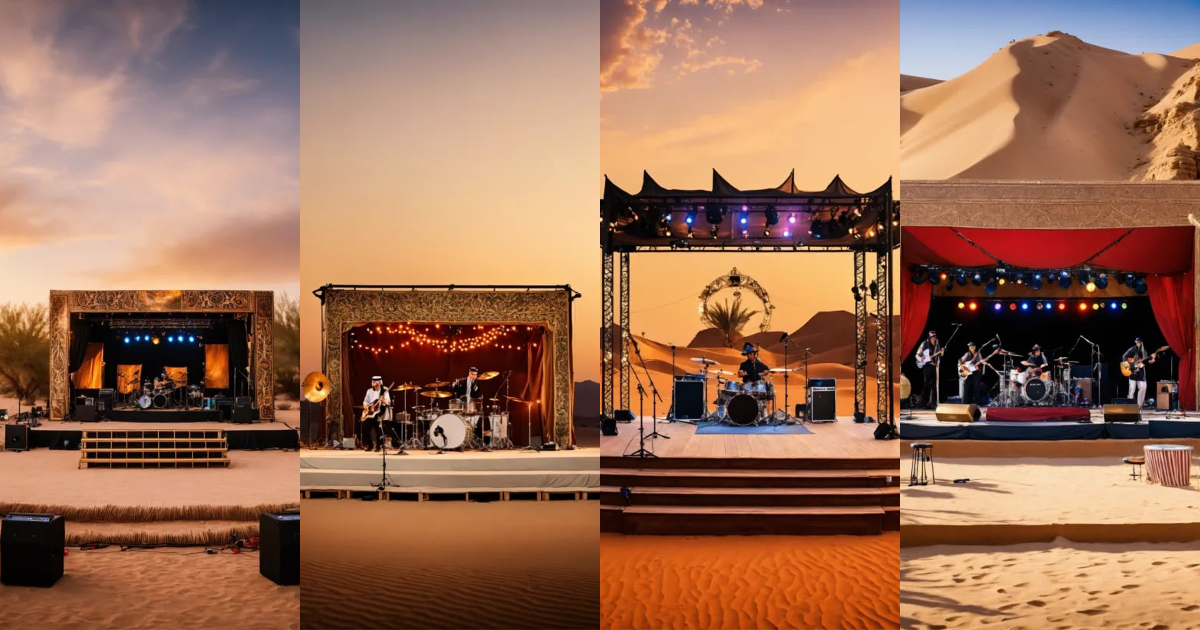Lexica - Desert Arabian themed outdoor concert stage with live music bands