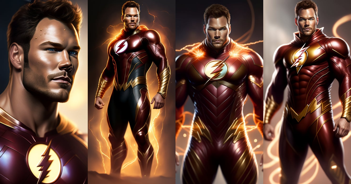 Lexica - Full body portrait of thin muscular chris pratt as flash ...