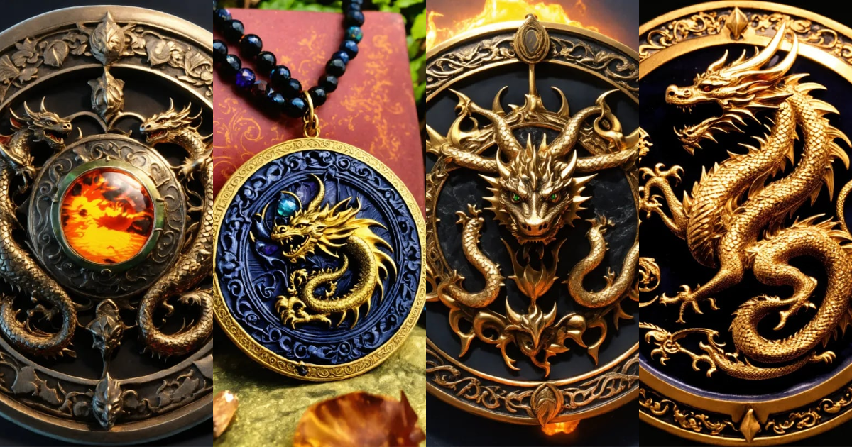 Lexica - European dragon on a medallion with a sun, amulet, jewelry ...