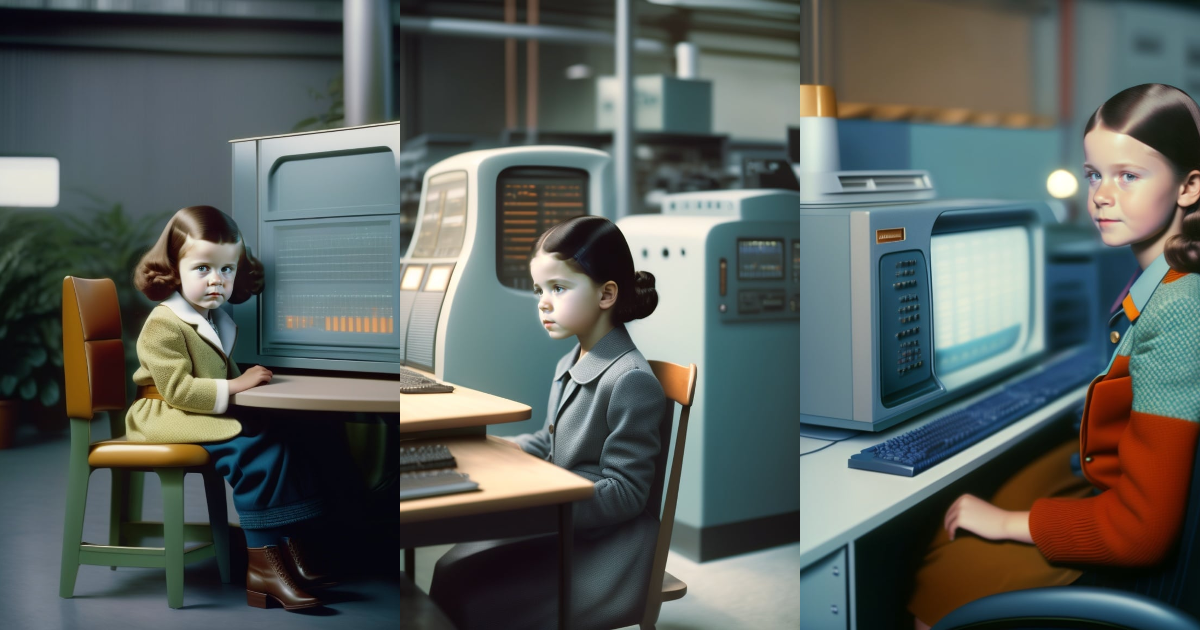 Lexica - A Soviet girl sitting in a chair in front of a soviet computer ...