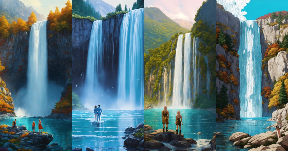 Lexica - Alive alive white female and male as a mountain waterfall with ...