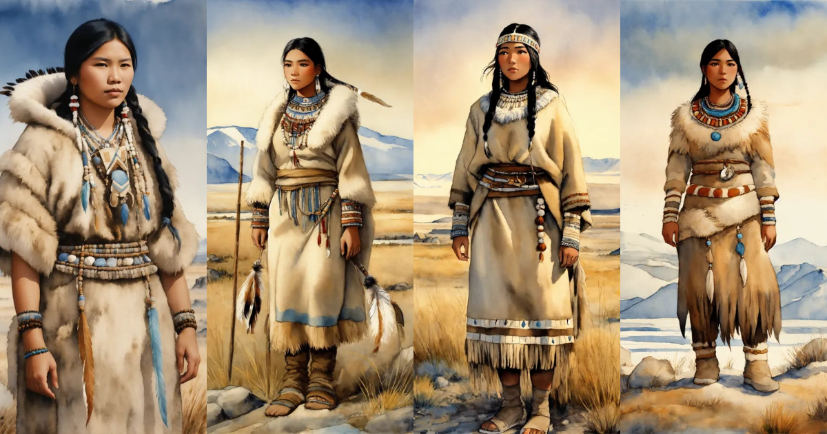 Lexica - Full body Illustration of an inuit woman, navajo phenotype ...