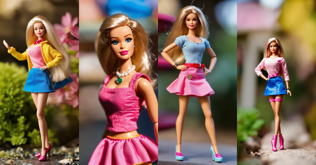 Lexica - Female lady barbie waving in super mini skirts