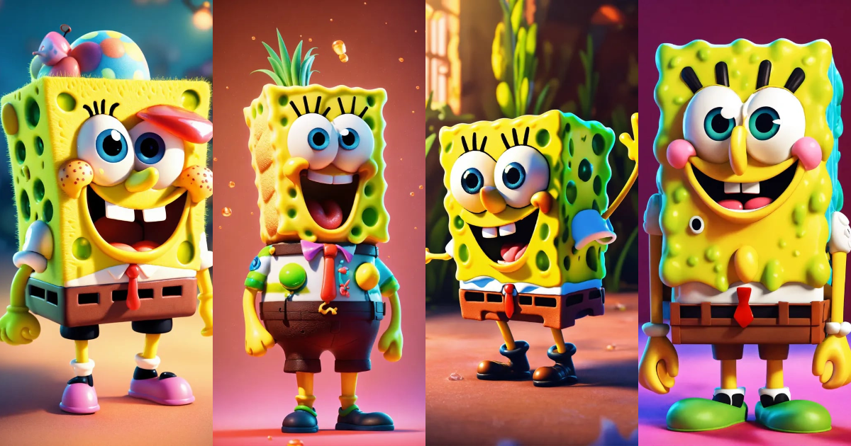 Lexica - A cute SpongeBob ,full body image of cute ,realistic, vivid ...