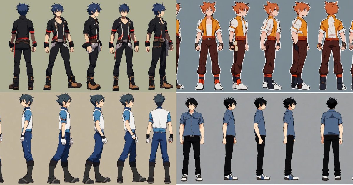 Lexica - Anime boy, cartoon, character sheet, full body, reference ...