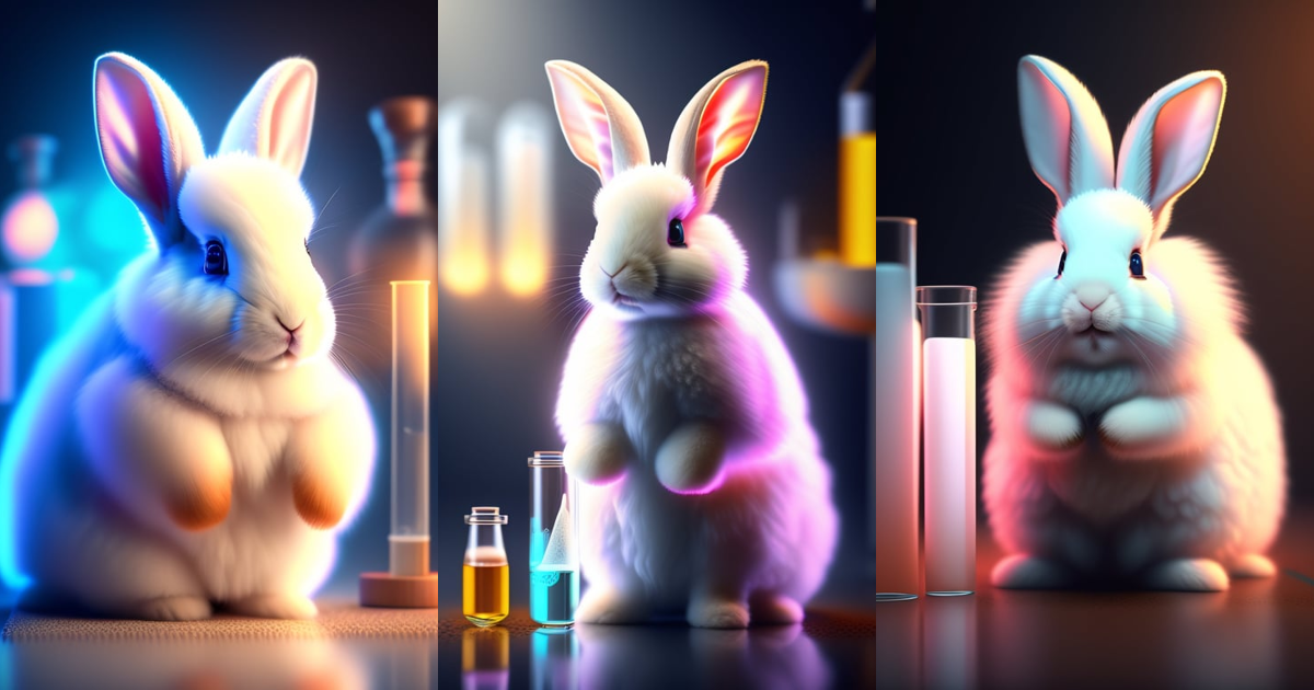 Lexica - A 3d render of a cute fuzzy pet Angora rabbit dressed in a ...