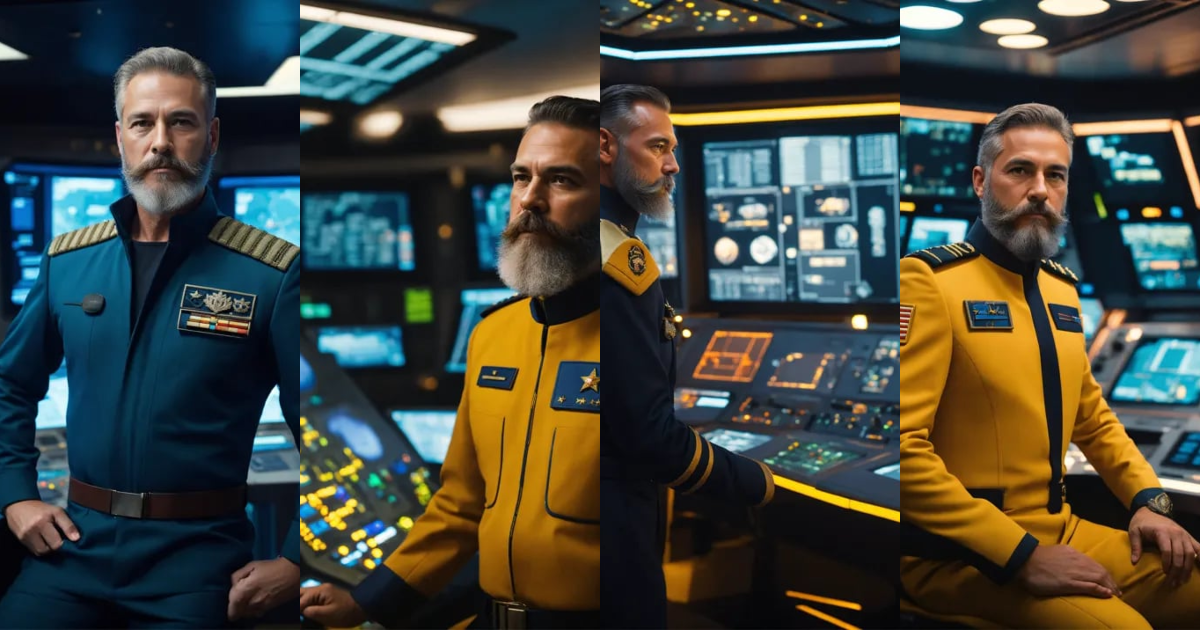Lexica - 50 year old masculine star commander with sleek uniform and ...