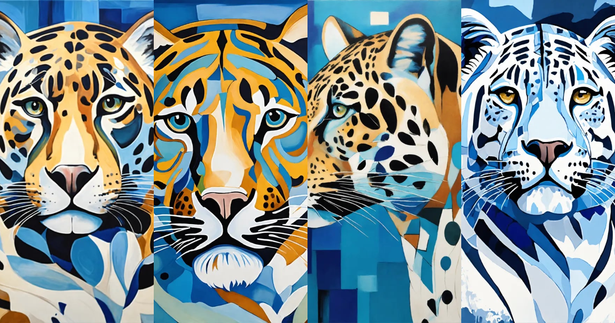 Lexica - Abstract Picasso Painting Jaguar from Amazon, featuring pastel ...