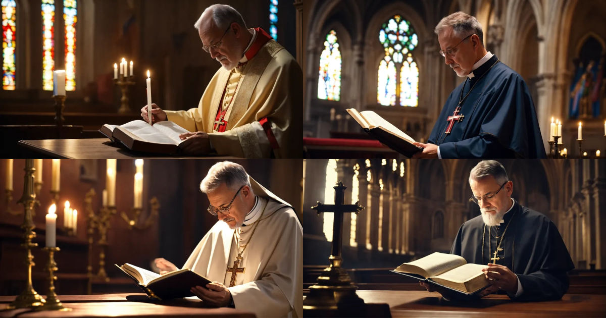 Lexica - Catholic priest reading the Bible at the church's ambo. hyper ...