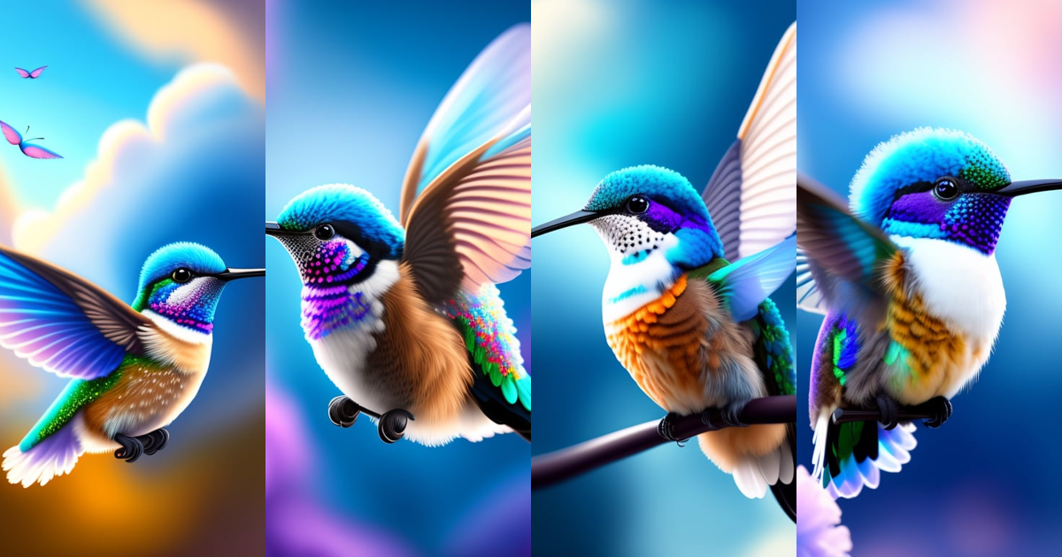 Lexica - A cute, fun-loving, fluffy cartoon hummingbird with big ...