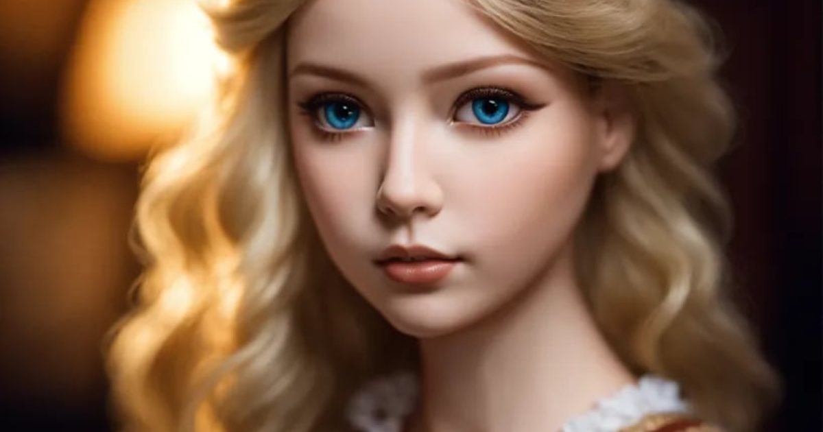 Lexica - Sentient porcelain doll blonde hair ,brown eyes perfect ...