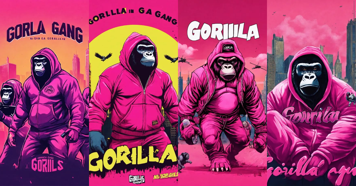 Lexica - Gangster Gorillas in hoodies and baseball caps with the words ...