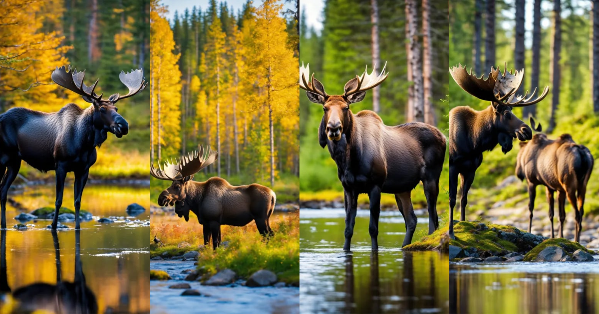Lexica - Soo sweet Moose in the Sweden forest outside of a small river ...