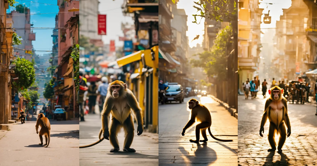 Lexica - Monkey walking in a city