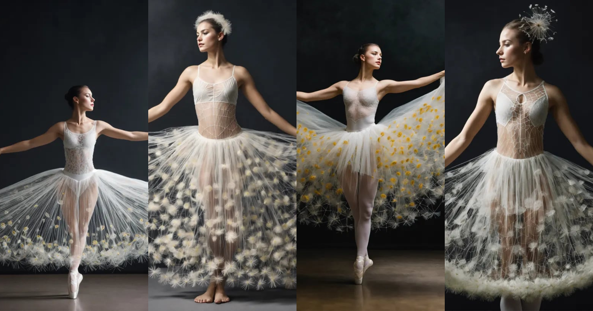 Lexica - A person dressed in a dandelion ballet skirt, in the style of ...