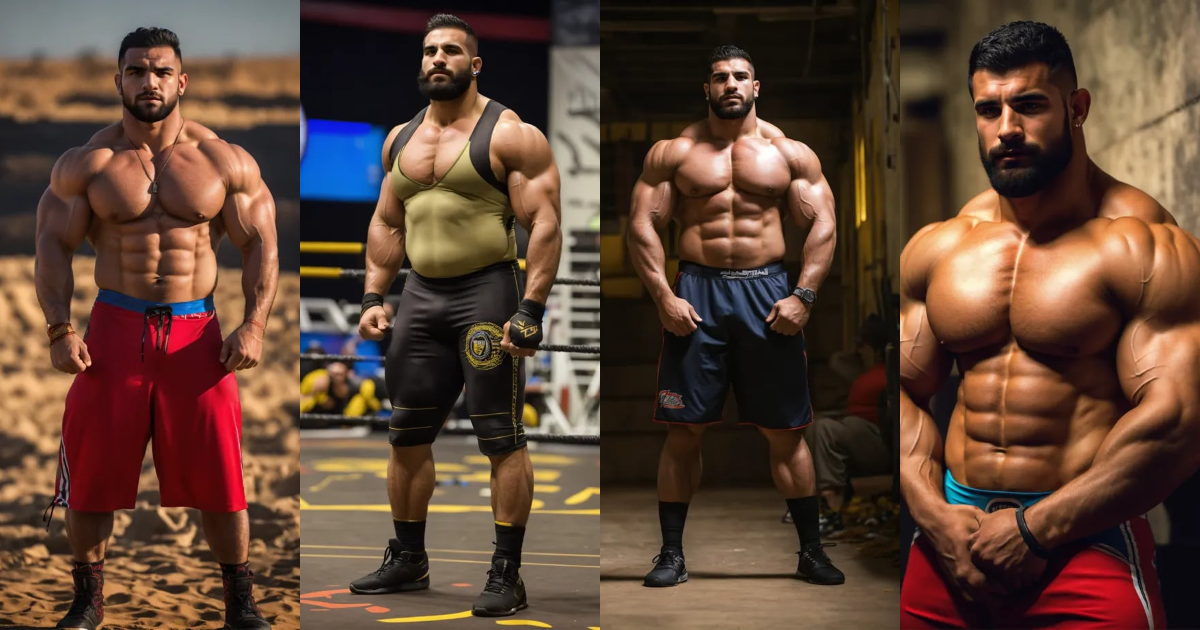 Lexica - 30-year-old wrestler with big muscles, bodybuilder, arab, big