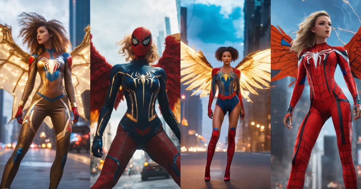 Lexica - Front top down view full body photo of a flying women ( random ...