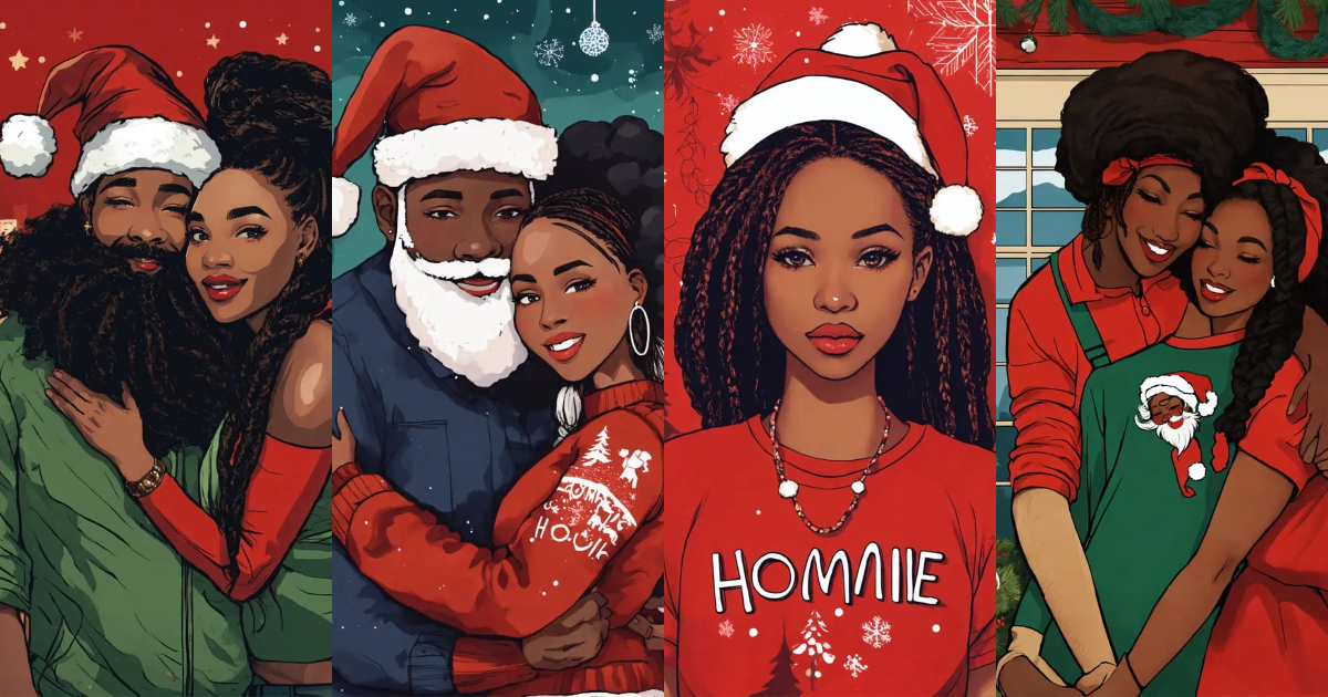Lexica - Homie!' as the focal point. Incorporate Santa Claus and a ...