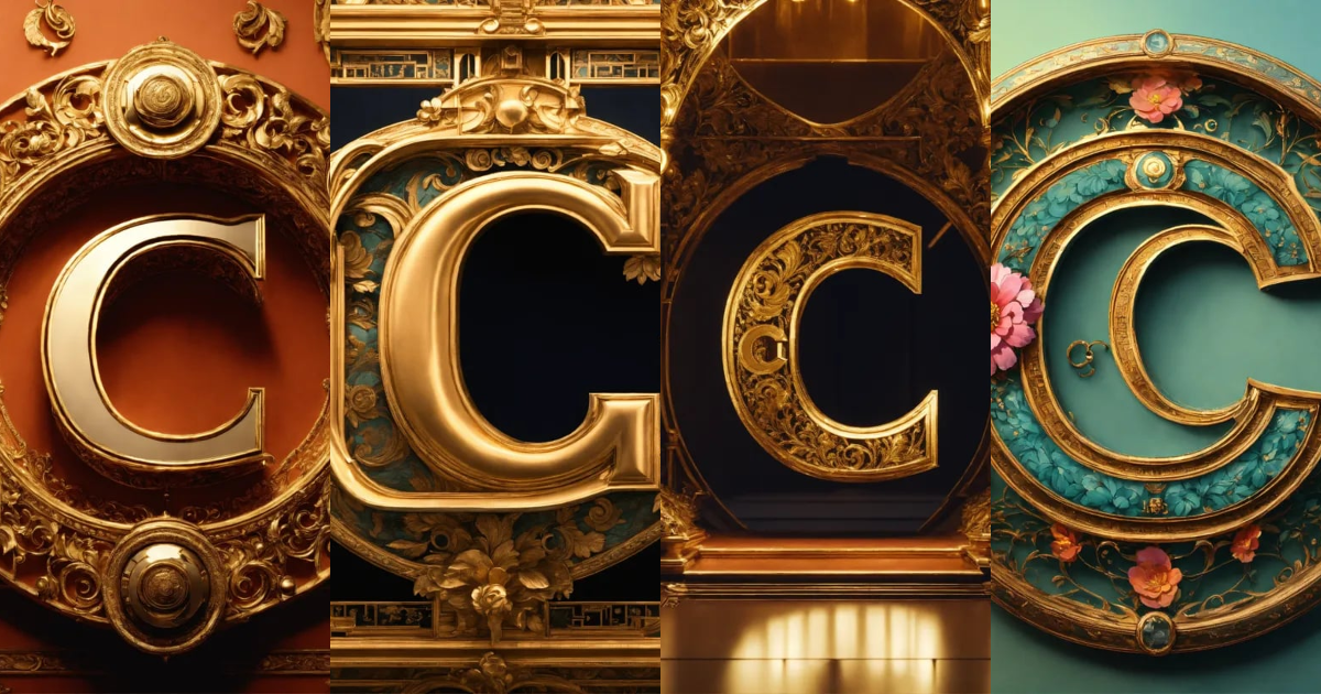 Lexica - Letter C in a richly decorated complex structure. the letter C ...