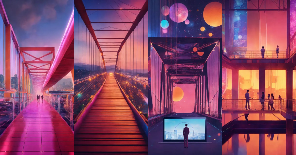 Lexica - Visualize a futuristic bridge, symbolizing connectivity and ...