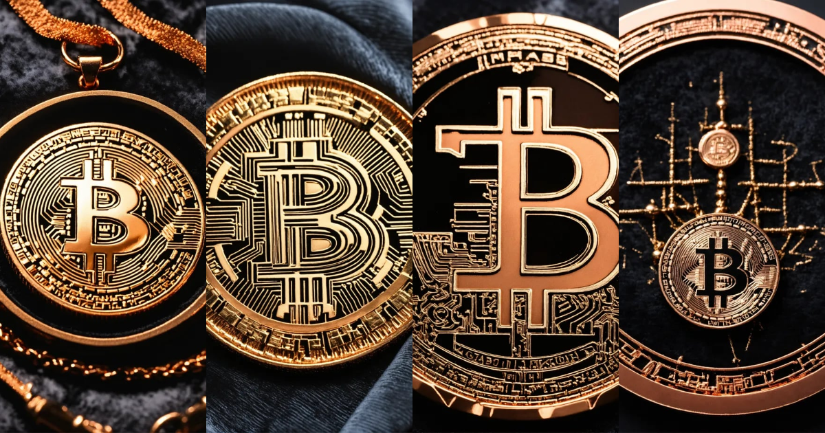 Lexica - A circular image of Bitcoin in copper metal, on a black velvet ...